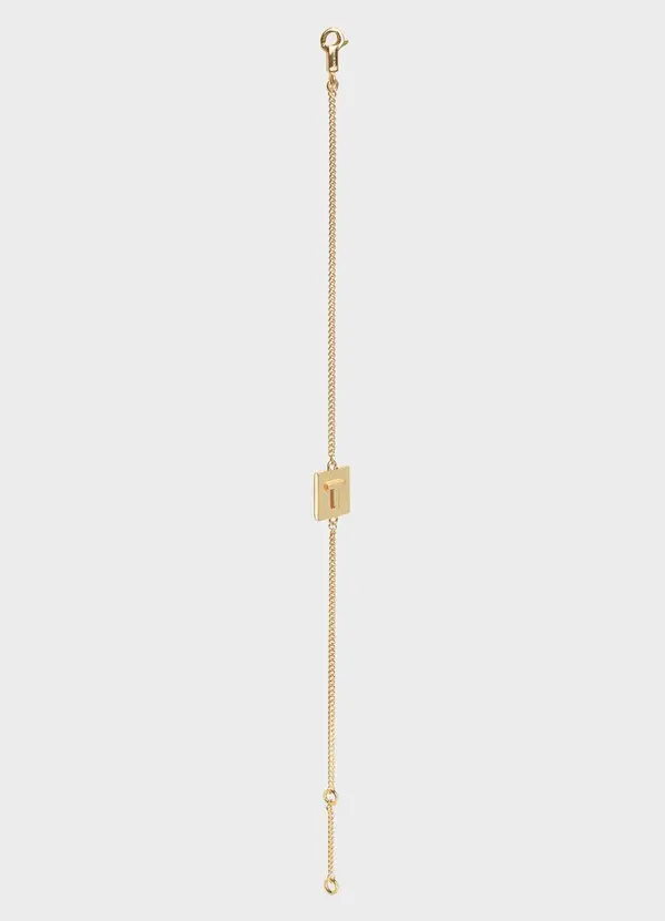 Celine Alphabet T Bracelet In Brass