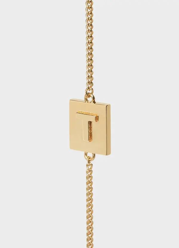Celine Alphabet T Bracelet In Brass