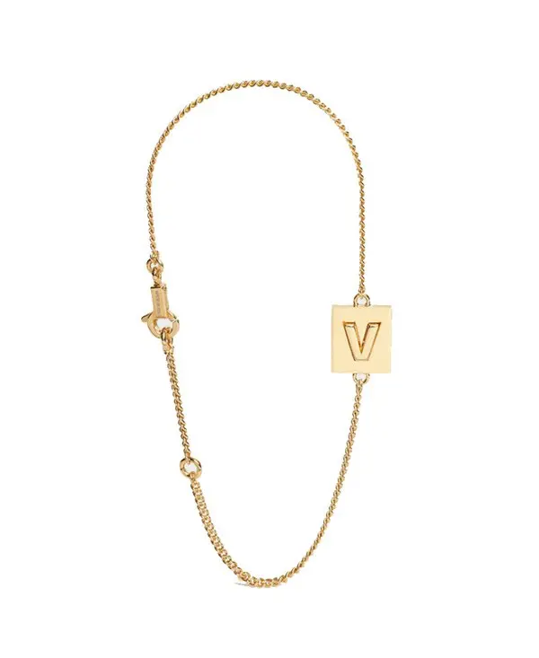 Celine Alphabet V Bracelet In Brass