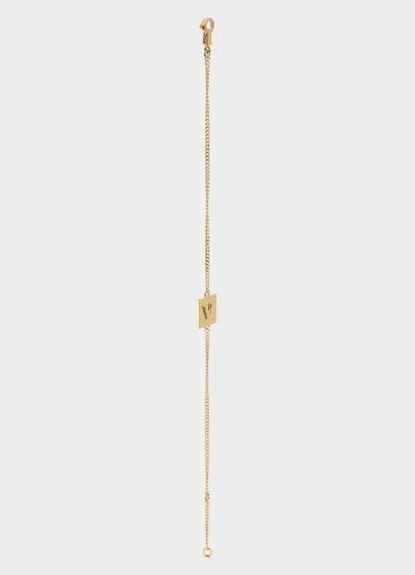 Celine Alphabet V Bracelet In Brass
