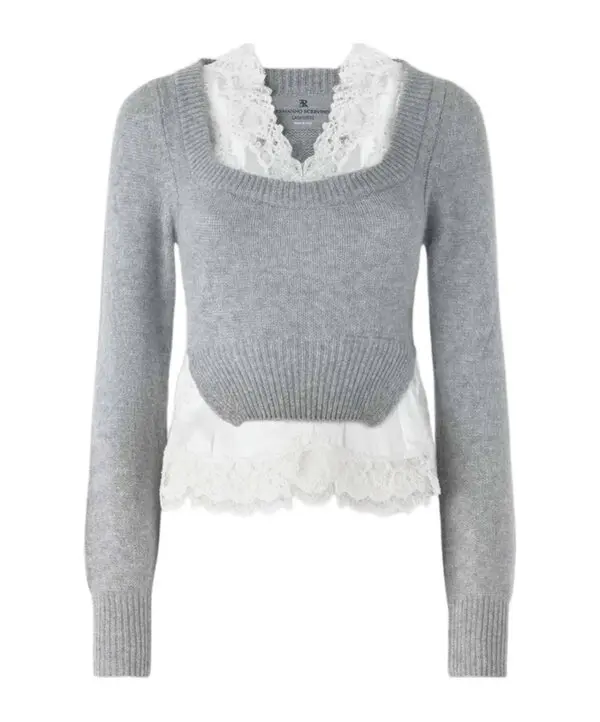 Ermanno Scervino Lace-trim Layered Knit