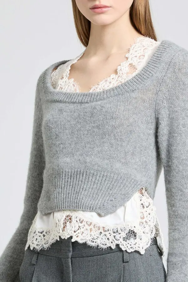 Ermanno Scervino Lace-trim Layered Knit