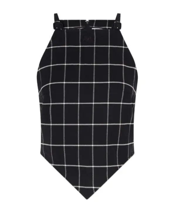 COURREGES Halterneck Checked Tank Top