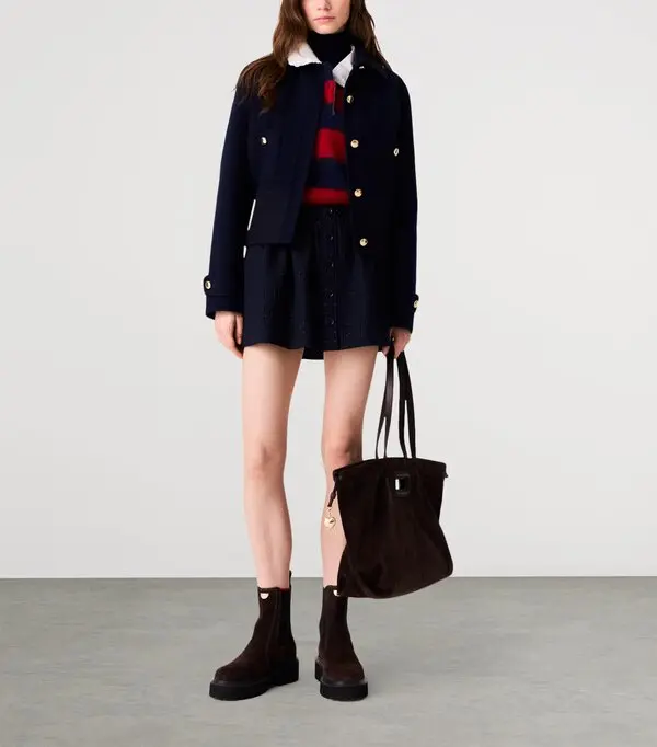 Maje Wool-blend Cropped Jacket
