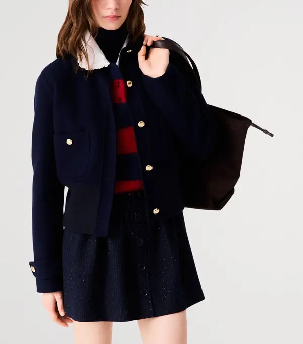 Maje Wool-blend Cropped Jacket