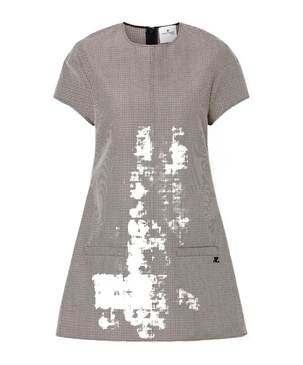 COURREGES Heritage Houndstooth Wool-blend Mini Dress