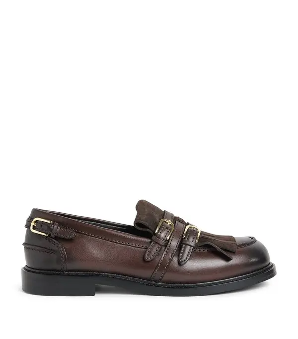 Sandro Leather Buckled Loafers - Brown