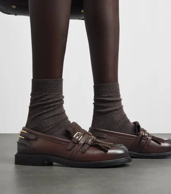 Sandro Leather Buckled Loafers