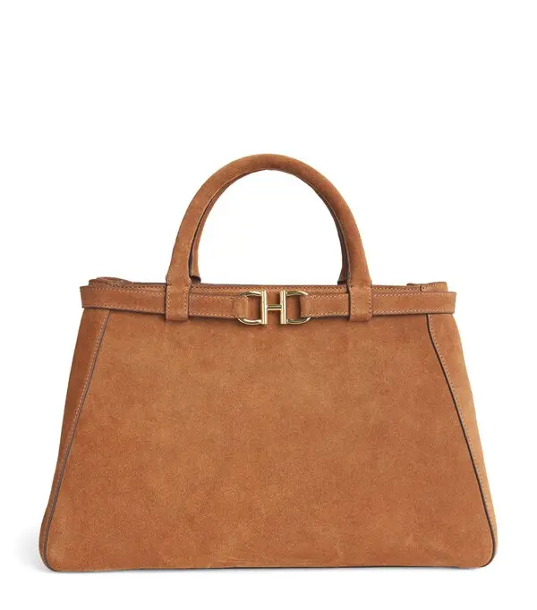 Harrods Medium Suede Grace Top-handle Bag