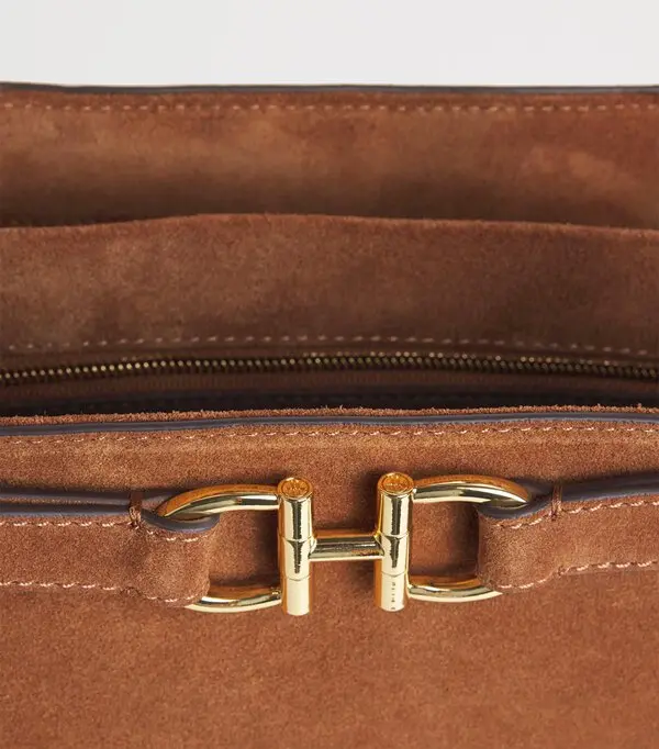 Harrods Medium Suede Grace Top-handle Bag