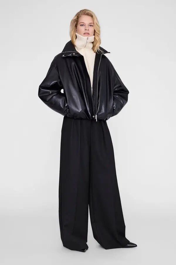 ANINE BING June Trucker Collar Sweater - Ecru