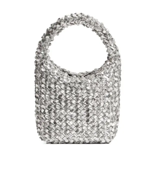 Bottega Veneta Small Intreccio Laminated Bucket Bag - Gray
