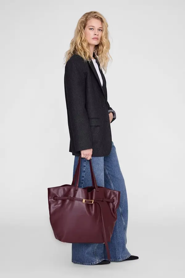 ANINE BING Elly Tote Small Grained Leather - Fig