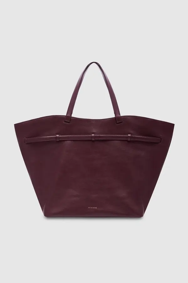 ANINE BING Elly Tote Small Grained Leather - Fig
