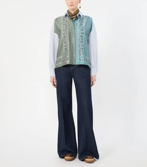 Max Mara Satin-front Bandana Print Shirt