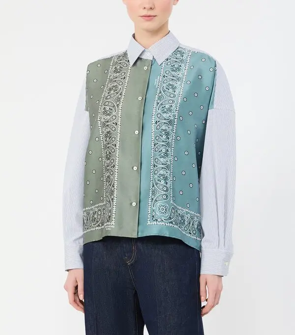 Max Mara Satin-front Bandana Print Shirt