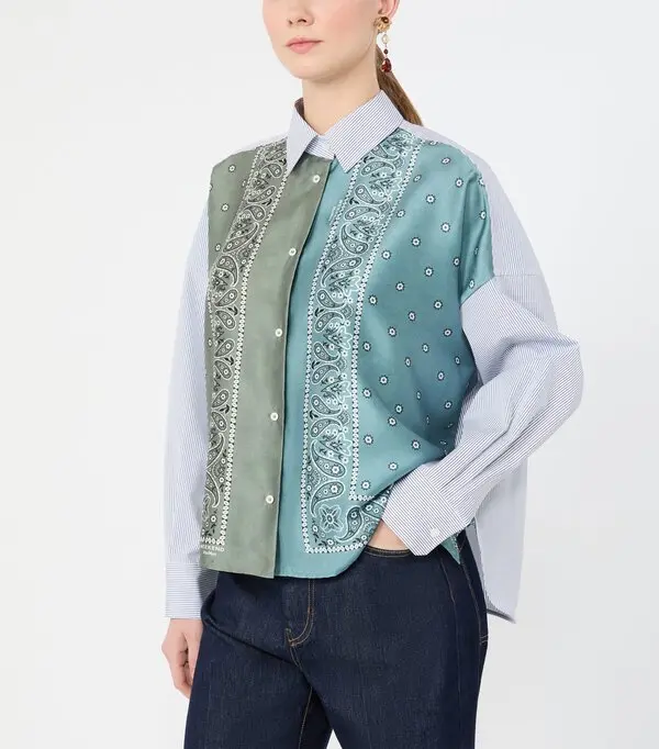Max Mara Satin-front Bandana Print Shirt