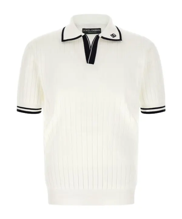 Dolce & Gabbana Dolce Gabbana Costa Ribbed Knit Polo Shirt - No