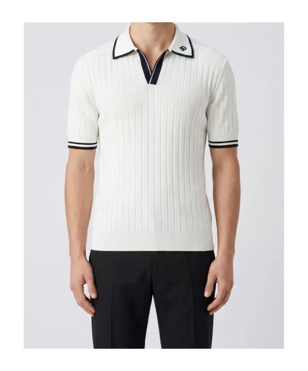 Dolce & Gabbana Dolce Gabbana Costa Ribbed Knit Polo Shirt