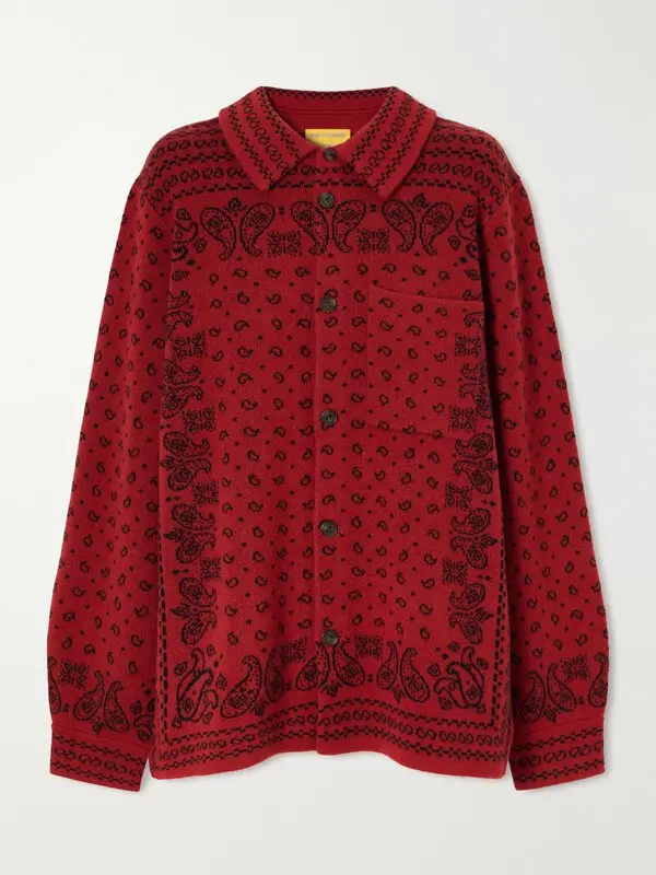 Guest In Residence Wild Rag Intarsia Cashmere Cardigan - Red