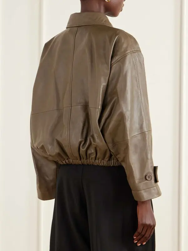 RÓHE Gathered Leather Jacket
