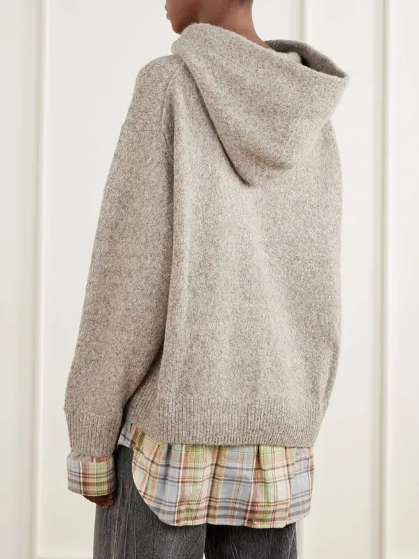 Acne Studios Layered Checked Poplin-trimmed Wool-blend Sweater
