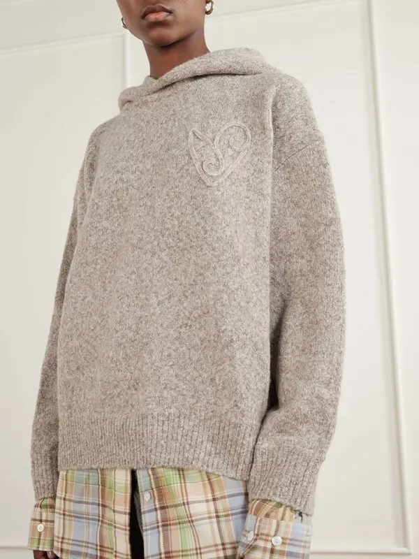 Acne Studios Layered Checked Poplin-trimmed Wool-blend Sweater
