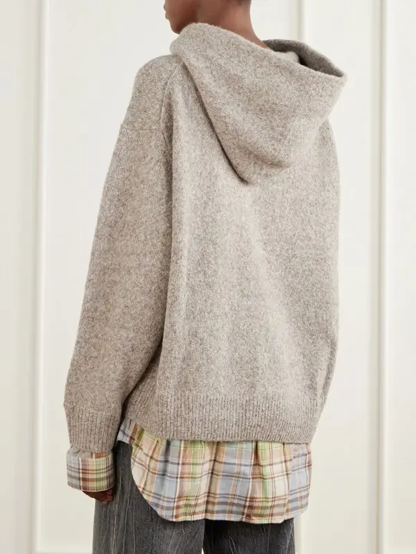Acne Studios Layered Checked Poplin-trimmed Wool-blend Sweater