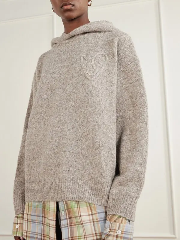 Acne Studios Layered Checked Poplin-trimmed Wool-blend Sweater