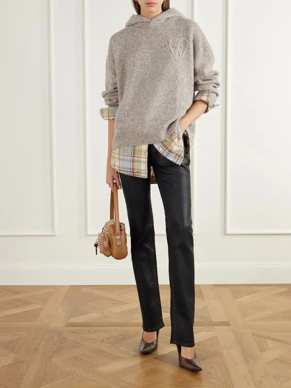Acne Studios Layered Checked Poplin-trimmed Wool-blend Sweater