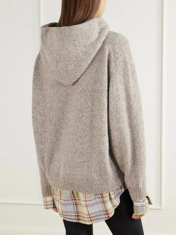 Acne Studios Layered Checked Poplin-trimmed Wool-blend Sweater
