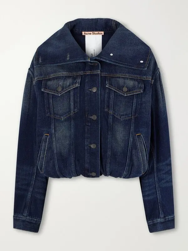 Acne Studios Gathered Denim Jacket - Blue