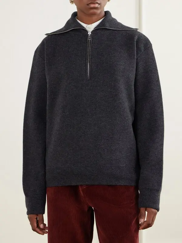 RÓHE Wool-blend Half-zip Sweater - Gray