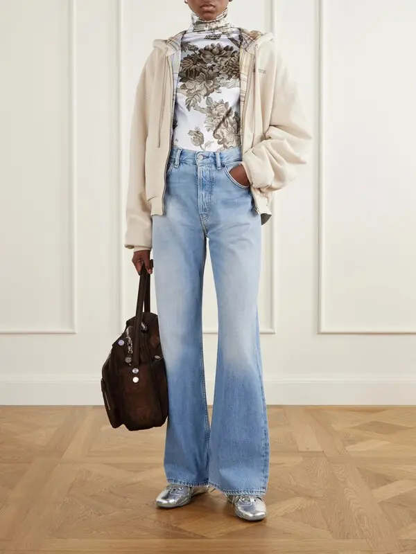 Acne Studios Embroidered Cotton Zip-up Hoodie - Neutrals