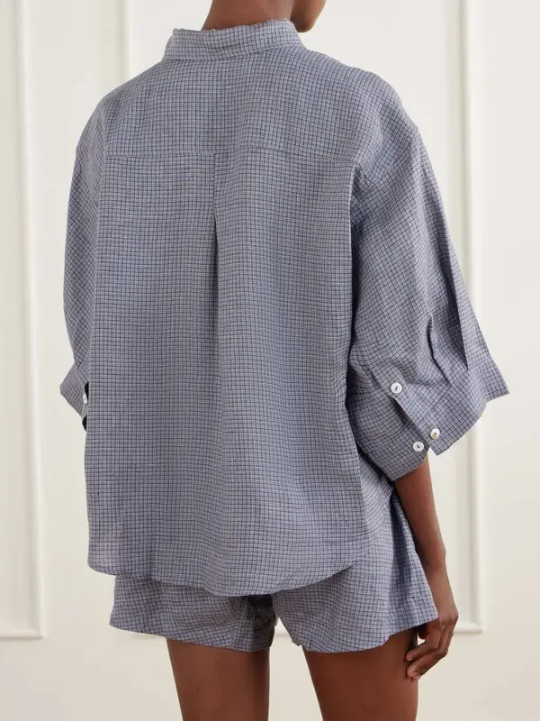 DEIJI STUDIOS 03 Checked Linen Shirt And Shorts Set