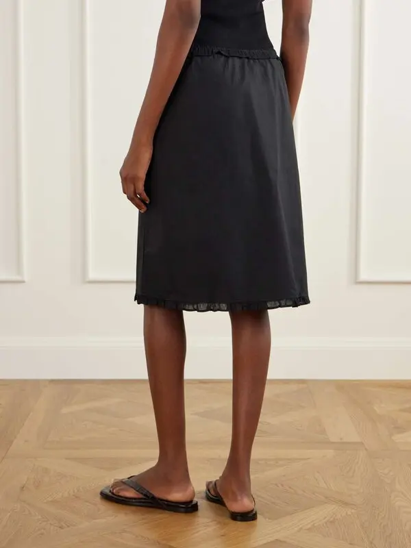 DEIJI STUDIOS One Frill Organic Cotton-poplin Knee-length Skirt
