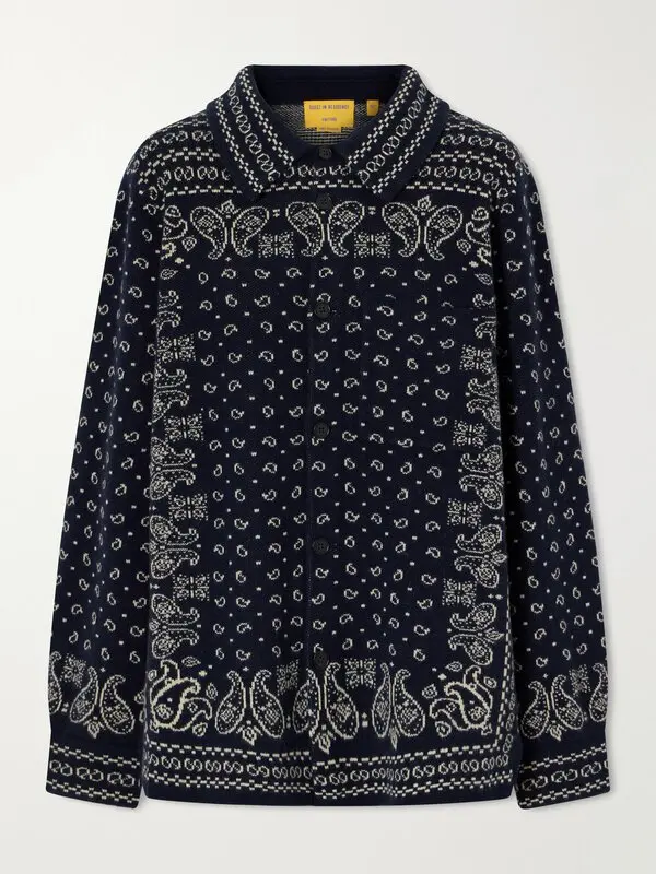 Guest In Residence Intarsia Cashmere Cardigan - Blue