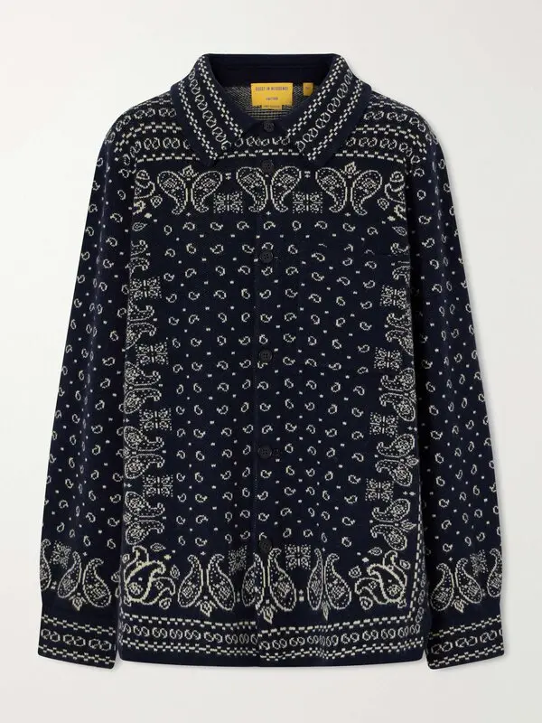 Guest In Residence Intarsia Cashmere Cardigan