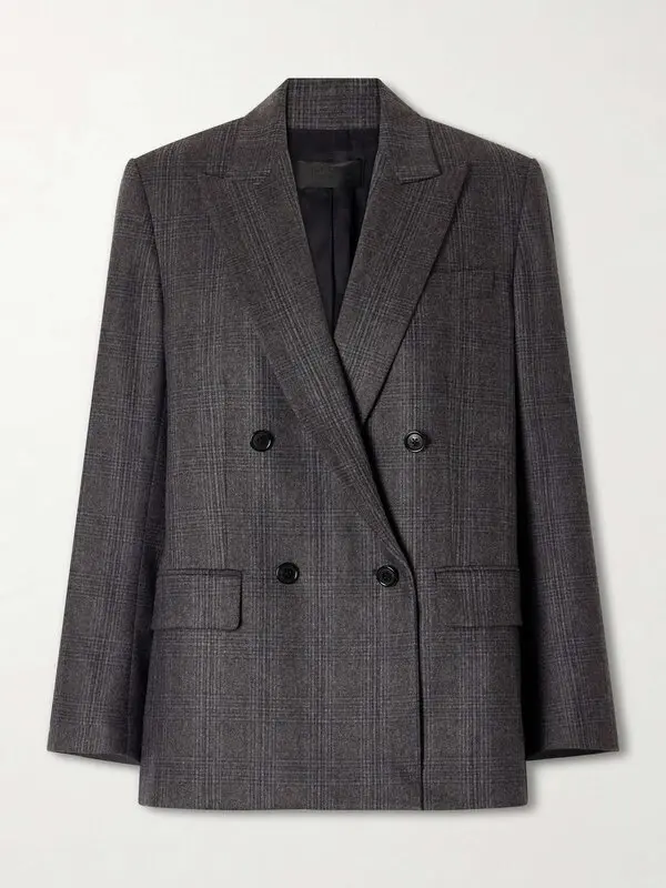 NILI LOTAN Leston Checked Wool-blend Blazer