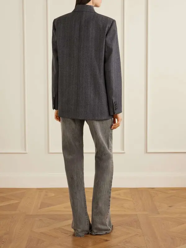 NILI LOTAN Leston Checked Wool-blend Blazer