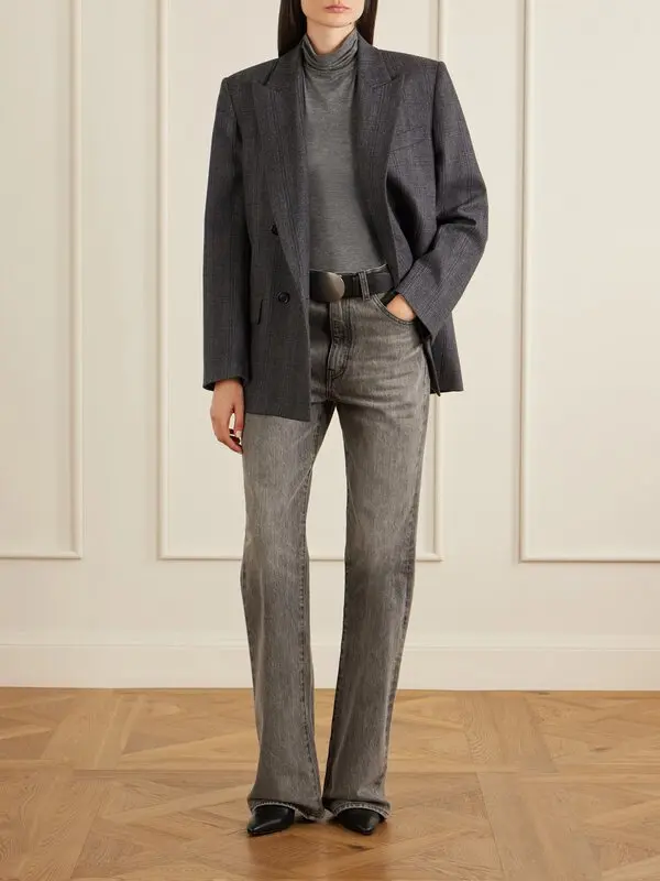 NILI LOTAN Leston Checked Wool-blend Blazer