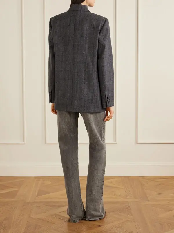 NILI LOTAN Leston Checked Wool-blend Blazer