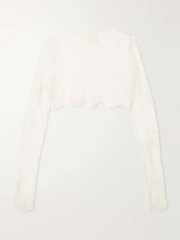 DANIELLE FRANKEL Taylor Lace-appliqué Tulle Cropped Bolero