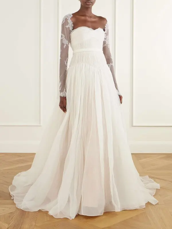DANIELLE FRANKEL Taylor Lace-appliqué Tulle Cropped Bolero