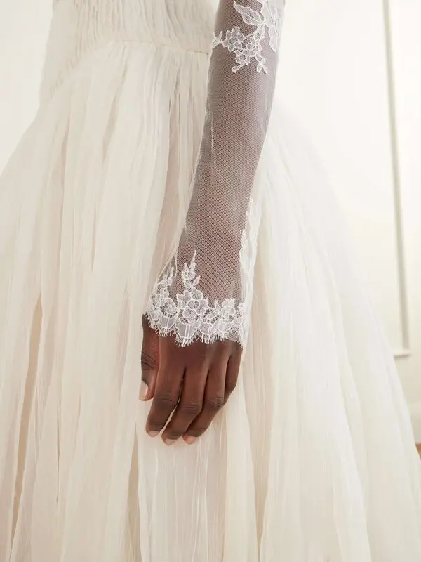 DANIELLE FRANKEL Taylor Lace-appliqué Tulle Cropped Bolero