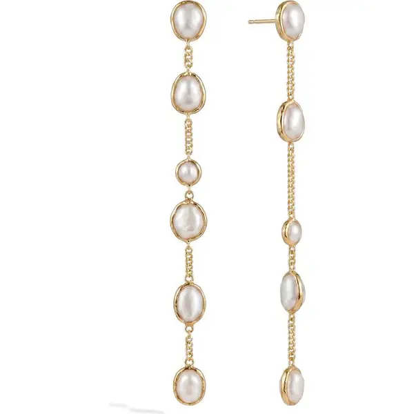 AWE INSPIRED Molten Pearl Linear Drop Earrings