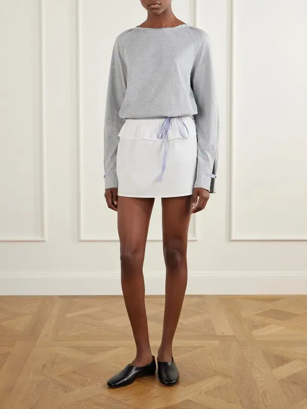 DEIJI STUDIOS Flounce Layer Organic Cotton-poplin Mini Skirt - White
