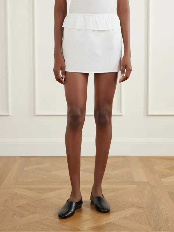 DEIJI STUDIOS Flounce Layer Organic Cotton-poplin Mini Skirt - White