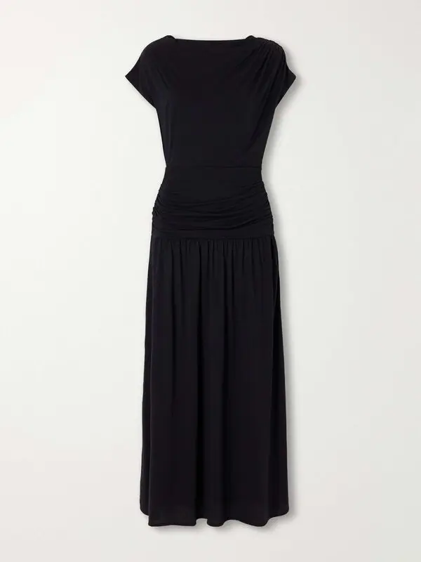 LA LIGNE Milla Draped Cotton-blend Jersey Maxi Dress