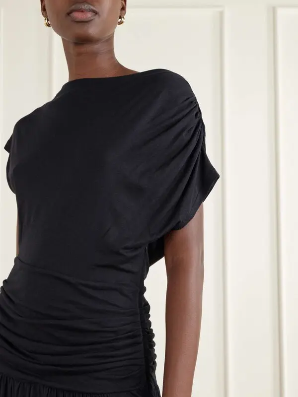 LA LIGNE Milla Draped Cotton-blend Jersey Maxi Dress